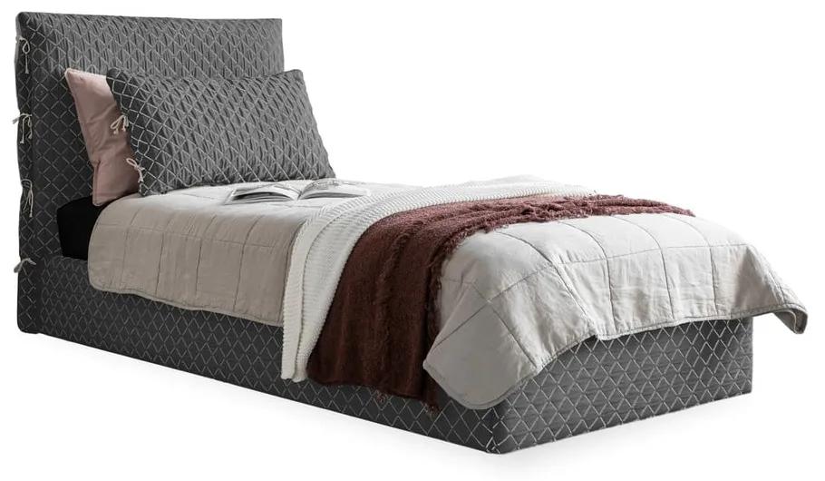 Šedá čalouněná jednolůžková postel s úložným prostorem s roštem 90x200 cm Sleepy Luna – Miuform