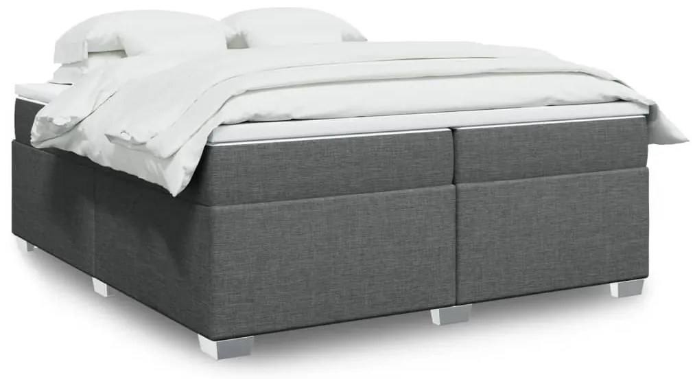 Box spring postel s matrací tmavě šedá 200x200 cm textil