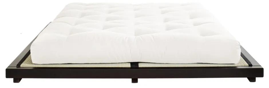 Dvoulůžková postel z borovicového dřeva s matrací a tatami Karup Design Dock Double Latex Black/Natural, 160 x 200 cm