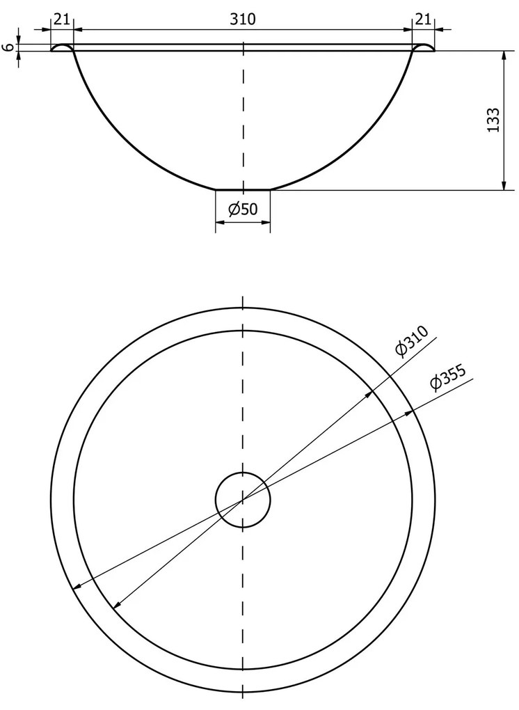 Sapho, Zápustné umyvadélko nerezové, průměr 355 mm, 13029.B