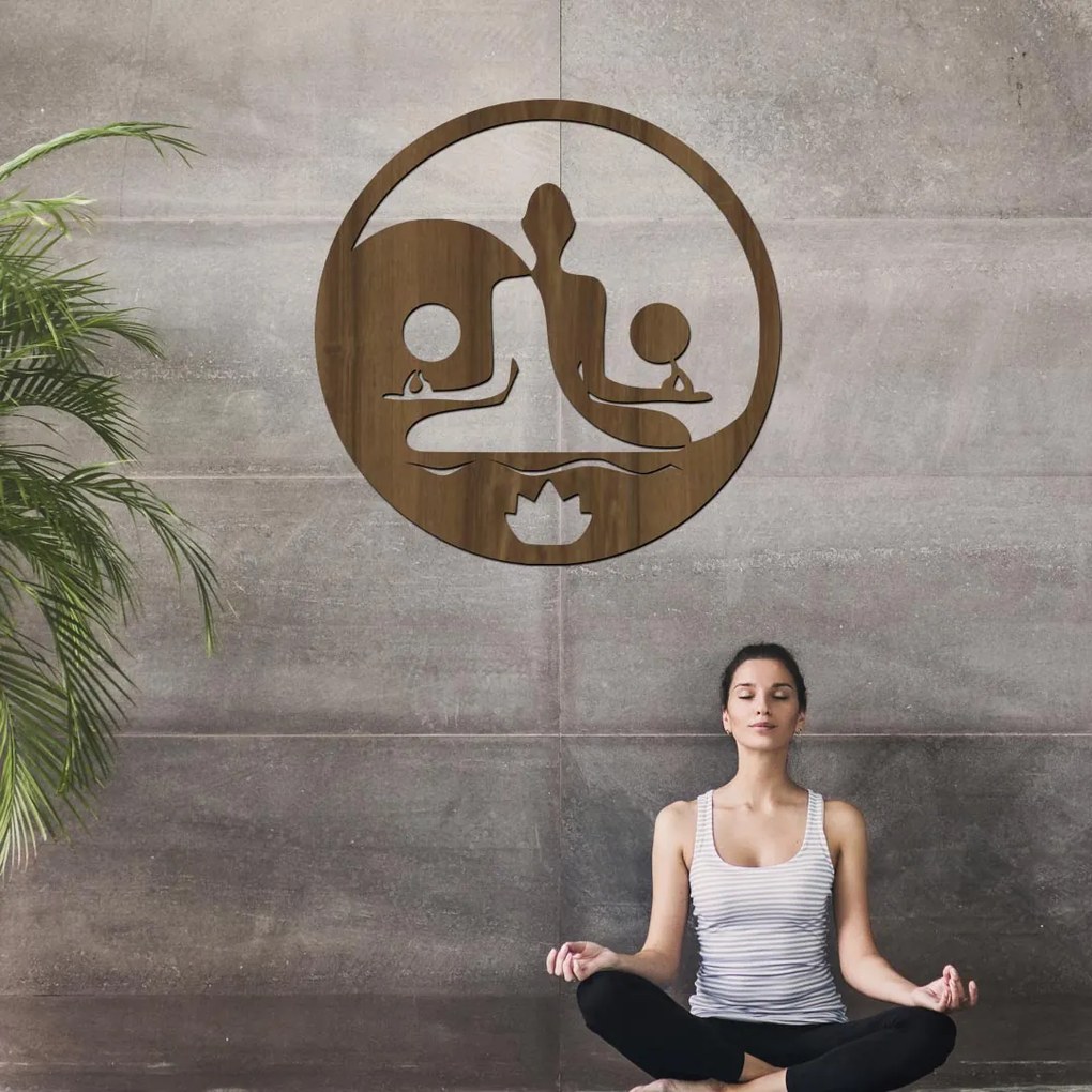 dřevo života Dřevěná dekorace na zeď YING YANG YOGA Zvolte barvu dekoru: Ořech, Rozměry Ø (cm): 20