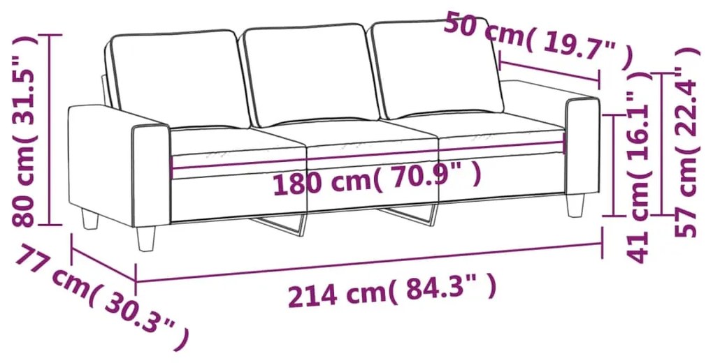 3místná pohovka tmavě šedá 180 cm textil - Default Title