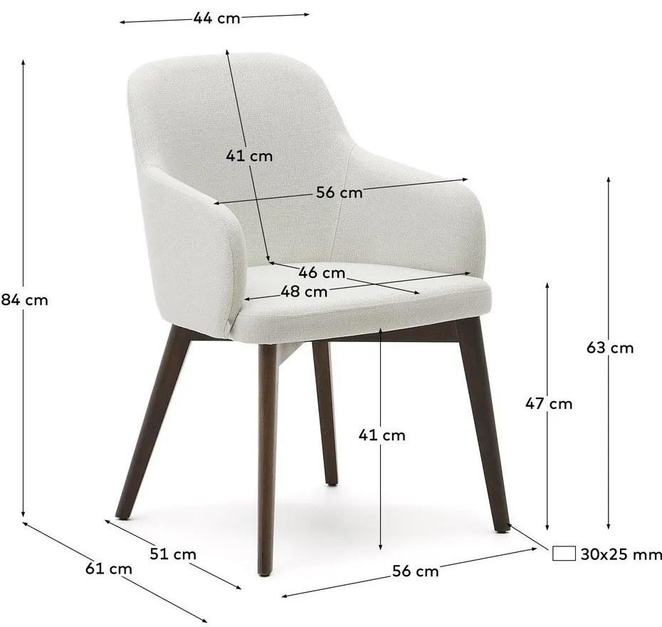 Krémové čalouněné jídelní křeslo s područkami Nelida – Kave Home