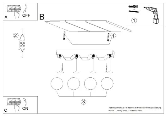 Sollux SL.1685 - Stropní svítidlo BULBO 4xG9/8W/230V buk/bílá