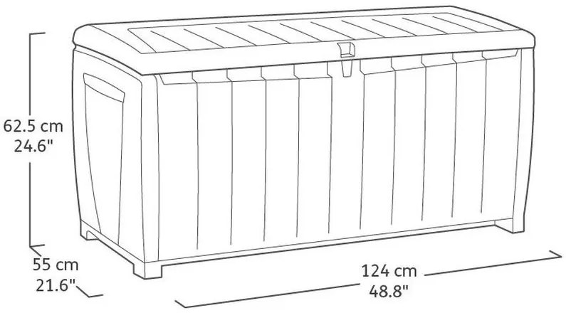 KETER NOVEL 340L Zahradní úložný box 124 x 55 x 62,5 cm, šedá/černá 17197948