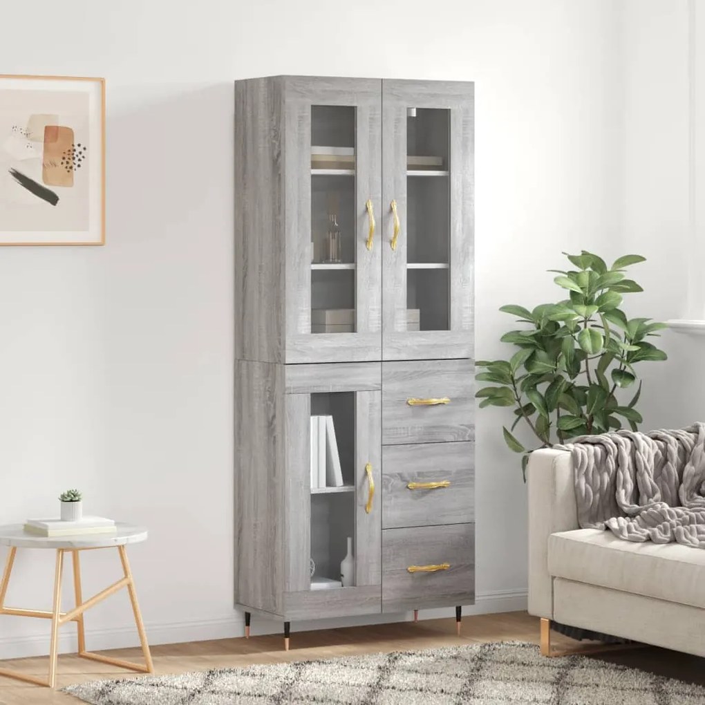 Skříň highboard šedá sonoma 69,5 x 34 x 180 cm kompozitní dřevo 3198583