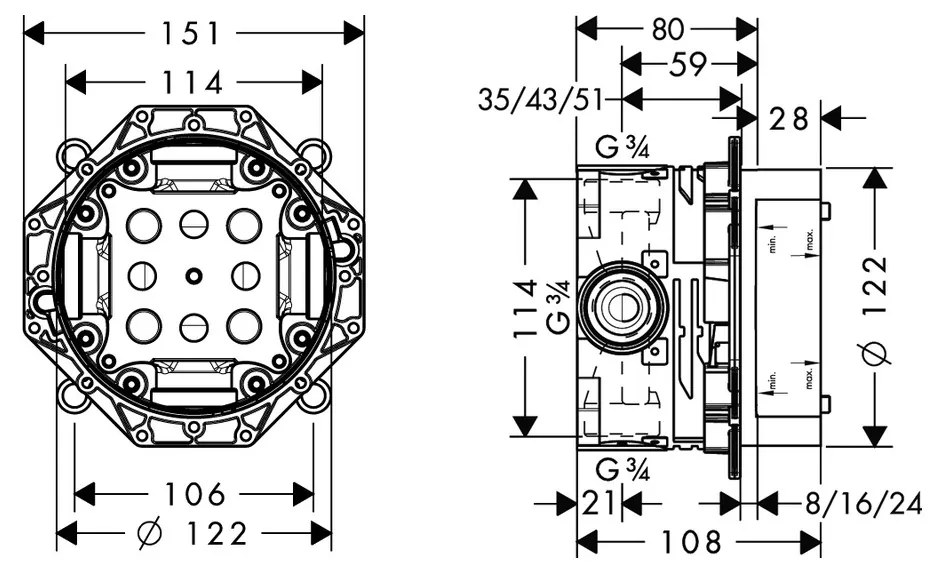 Hansgrohe + Alpi HG SET 8 - Sprchový set pod omítku, páková baterie Metropol, chrom