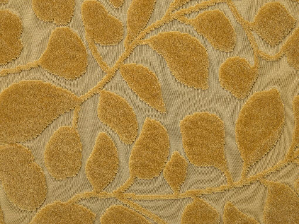 Žlutá sametová mini-lenoška s listovým vzorem BIARRITZ Beliani