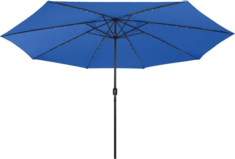 Zahradní slunečník s LED osvětlením 400 cm azurově modrý 312537