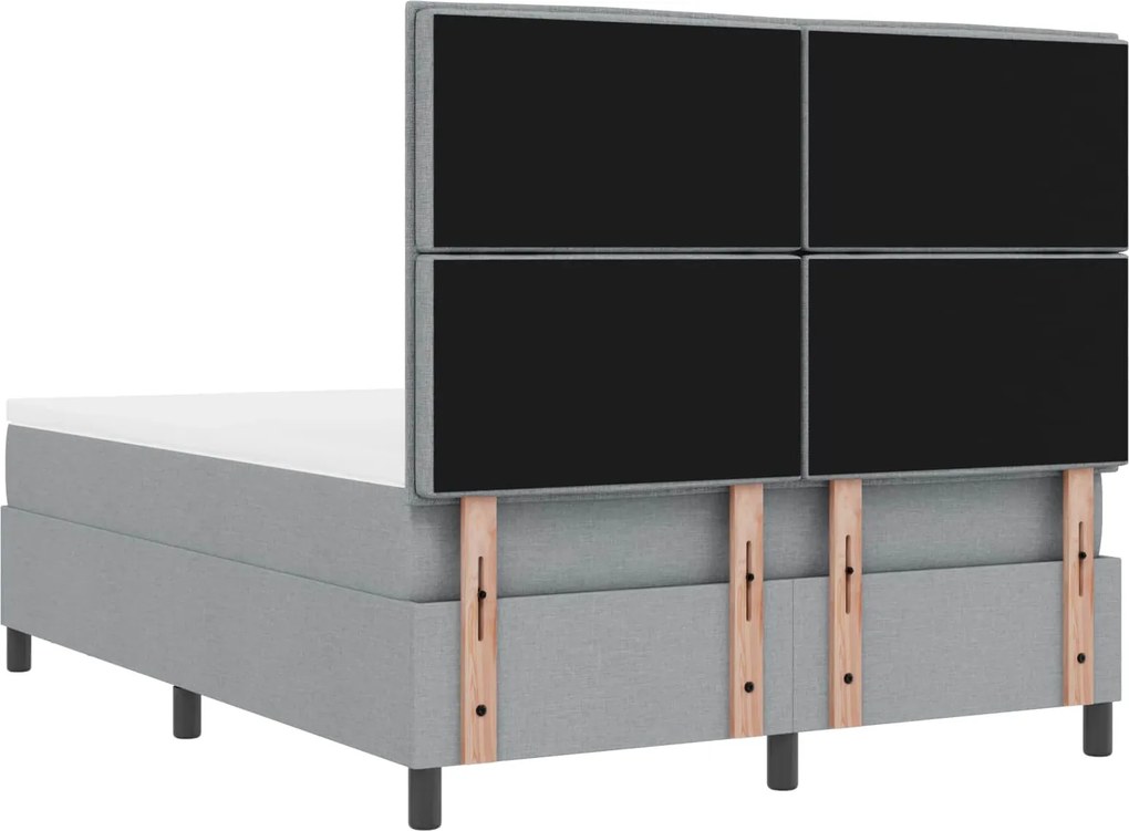 Postel s boxspringem s čelo Světle šedá 140 x 190 cm textil 3343988