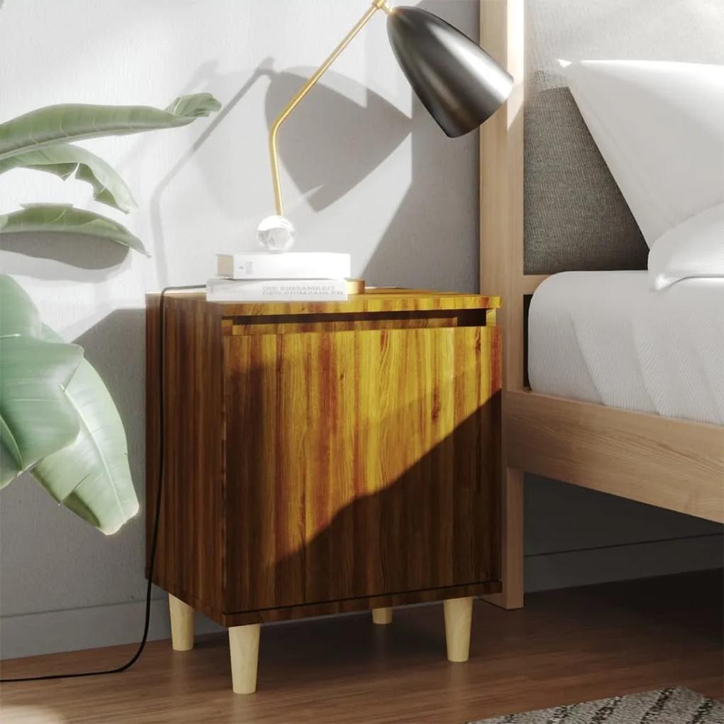 vidaXL Noční stolek masivní dřevěné nohy 40 x 30 x 50 cm [805829] Barva: šedá sonoma