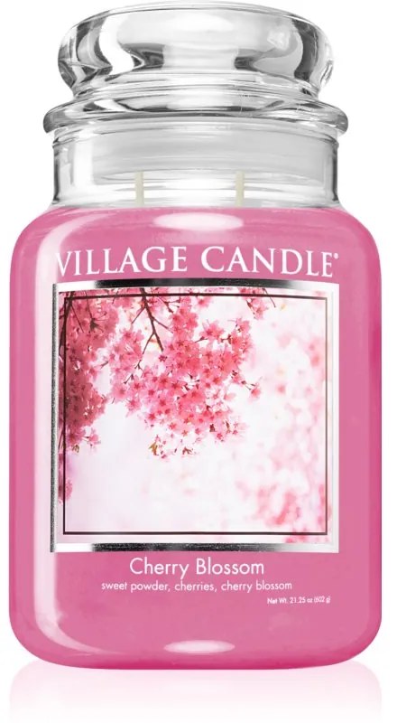 Village Candle Cherry Blossom vonná svíčka (Glass Lid) 602 g