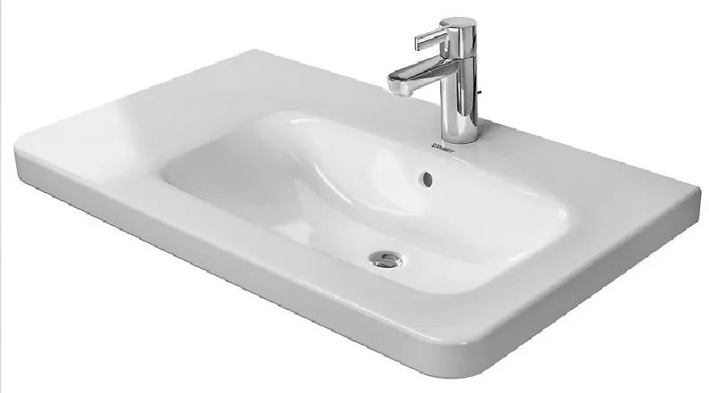 Duravit DuraStyle - Umyvadlo 80x48 cm, s přepadem, s otvorem pro baterii, WonderGliss, bílá 23268000001
