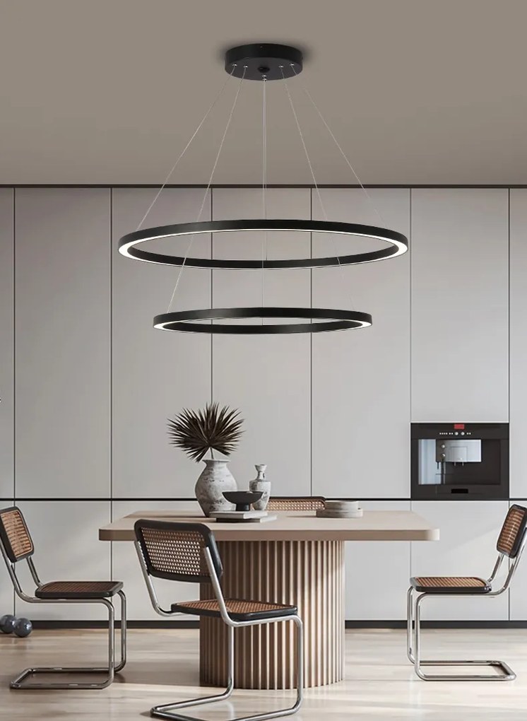 Immax NEO FINO Smart závěsné svítidlo 2 kruhy, 60+80cm, 93W, černé, Zigbee 3.0