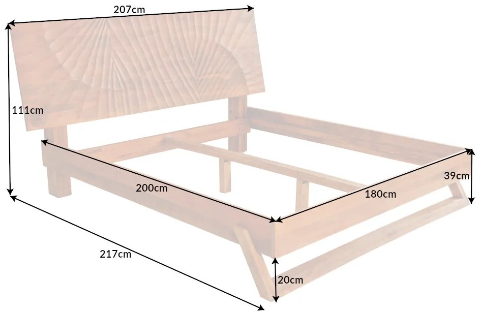 Designová postel Shayla 180 x 200 cm hnědé mango