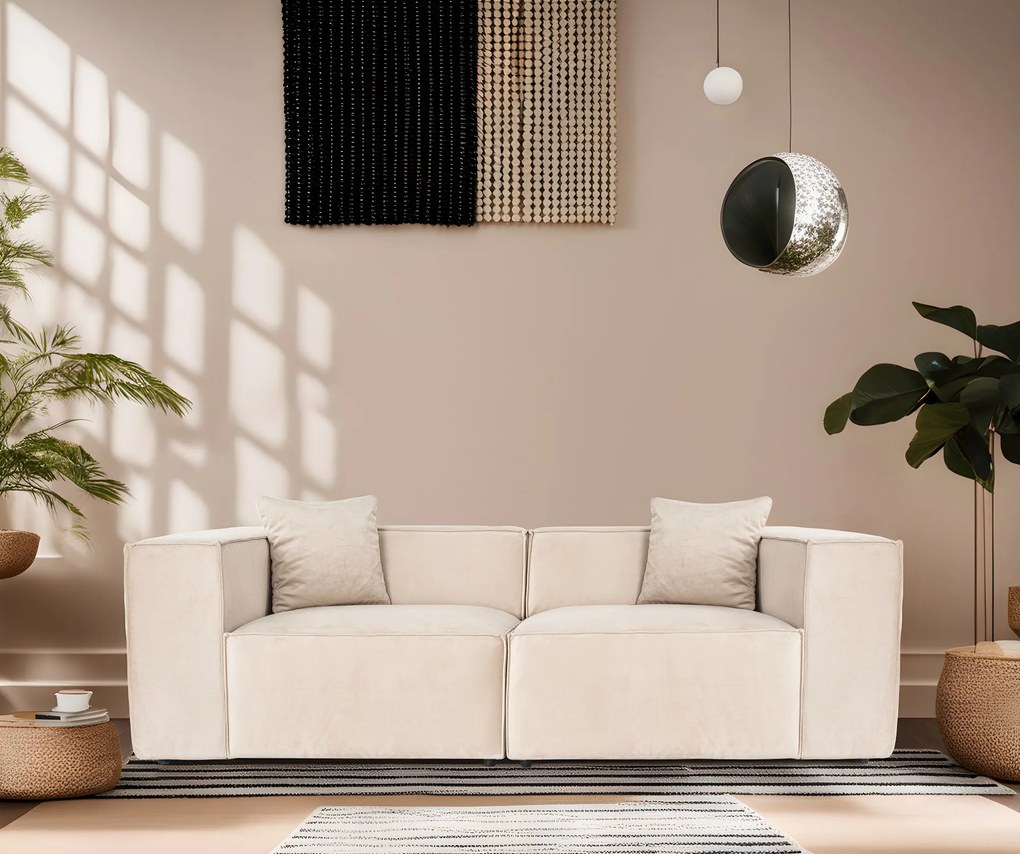 Hanah Home Dvoumístná pohovka LORA krémová 220 cm
