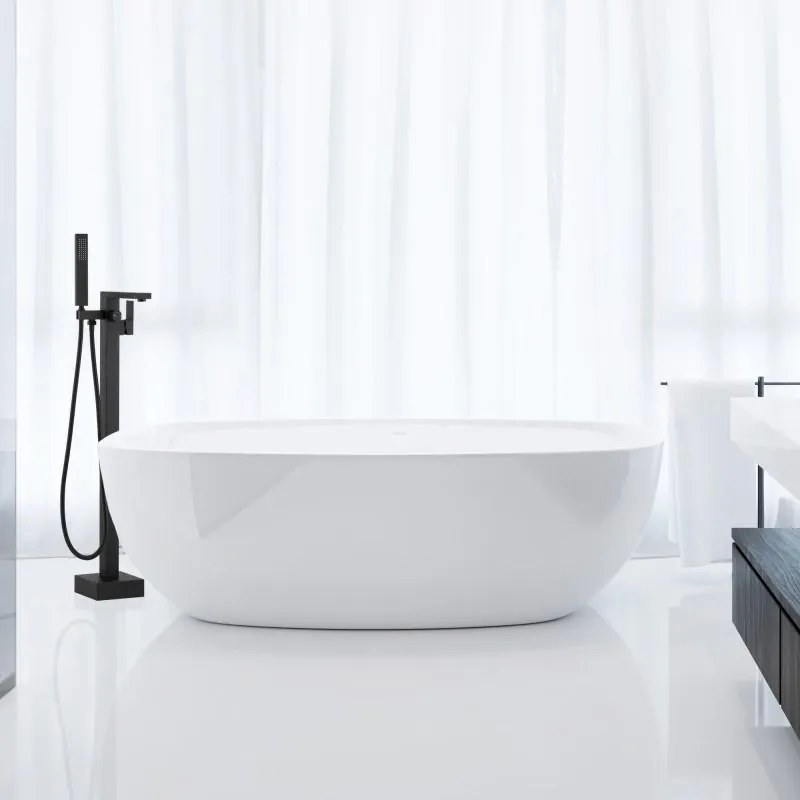 Erga Enzo, volně stojící vanová baterie h-1090, černá matná, ERG-YKA-BS.ENZO-BLK