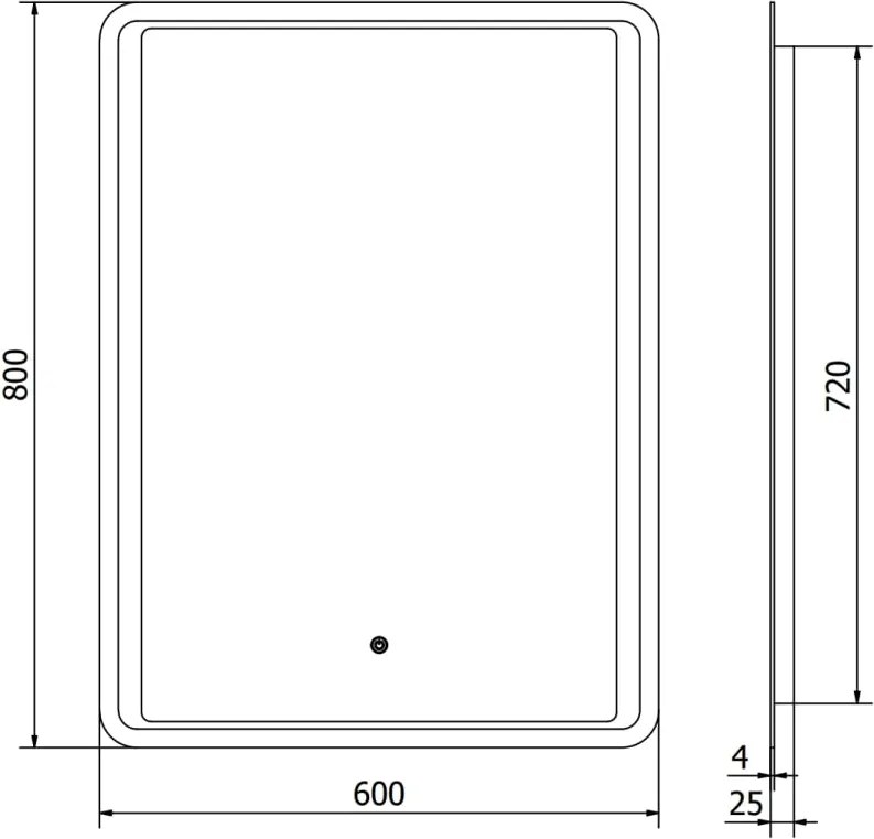 Mexen Zusa koupelnové zrcadlo s podsvícením 60 x 80 cm, LED 6000K, antikorozní - 9808-060-080-611-00