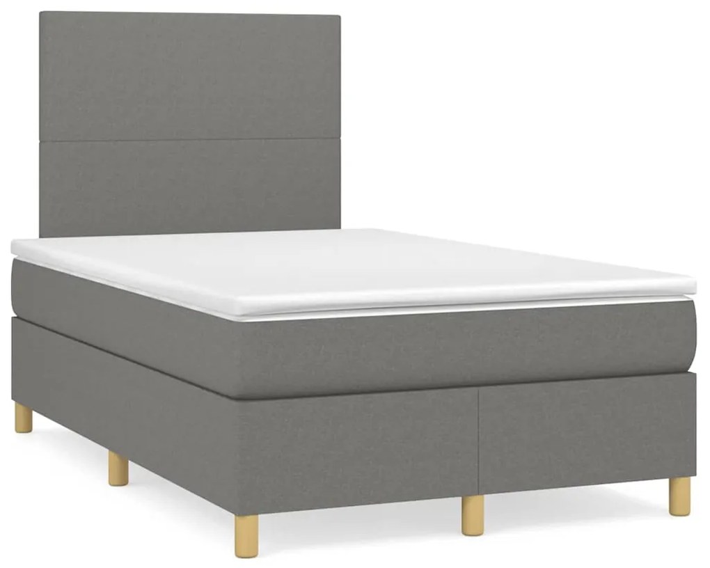 Box spring postel s matrací a LED tmavě šedá 120x200 cm textil