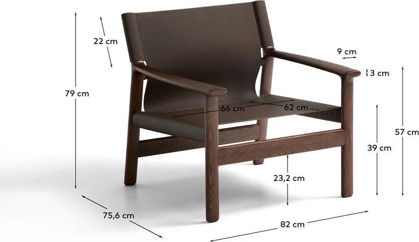 Tmavě hnědé kožené křeslo Jan – Kave Home