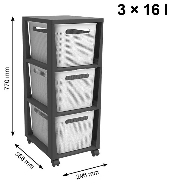 ROTHO BRISEN komoda 3x16 L - antracit/bílá