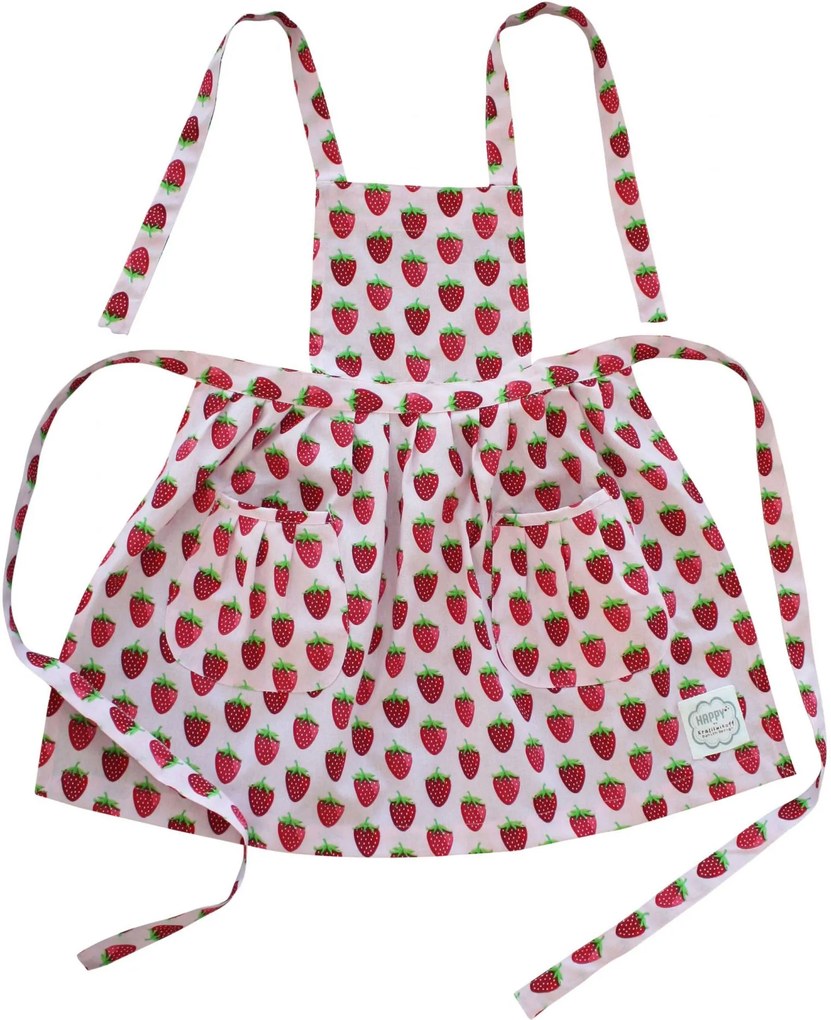 Krasilnikoff Dětská zástěra Strawberry, růžová barva, textil