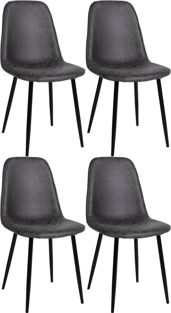 Jídelní židle Shipley - 4 ks - umělá kůže | tmavě šedé