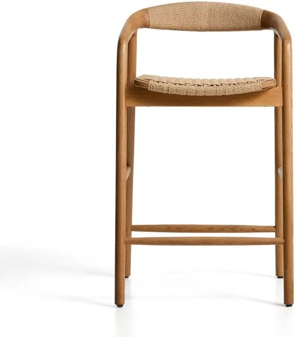 Barová židle s područkami z dubového dřeva v přírodní barvě (výška sedáku 65 cm) Derile – Kave Home