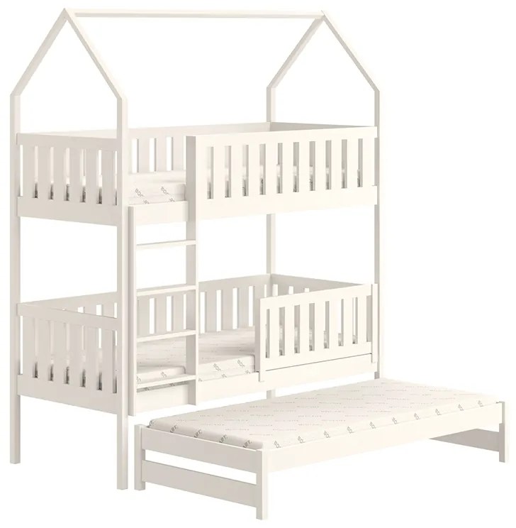 Dětská domečková postel Nemos 80x180 výsuvná - bílá