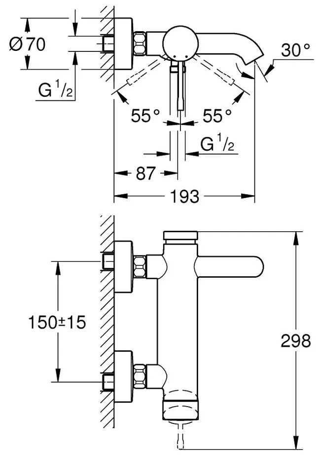 Grohe Essence - Páková vanová baterie, DN 15, Cool Sunrise 33624GL1