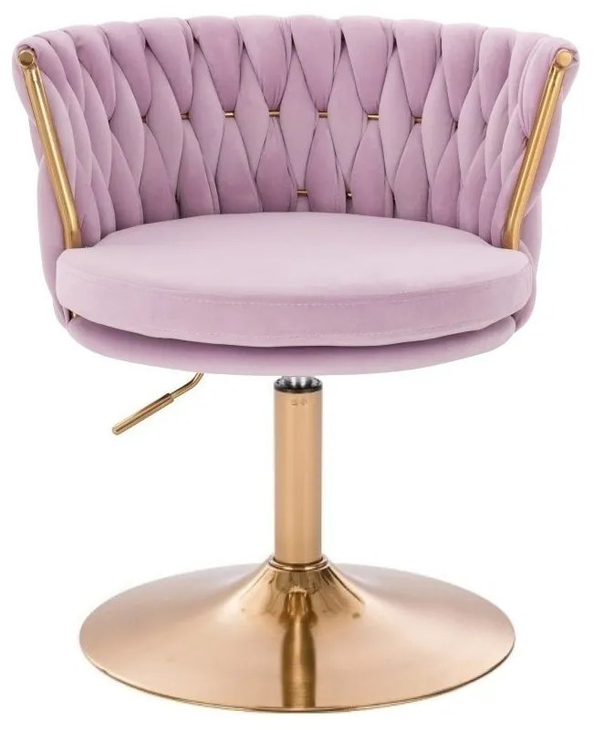 LuxuryForm DESIGN Otočná židle LYON VELUR na zlatém talíři - levandule