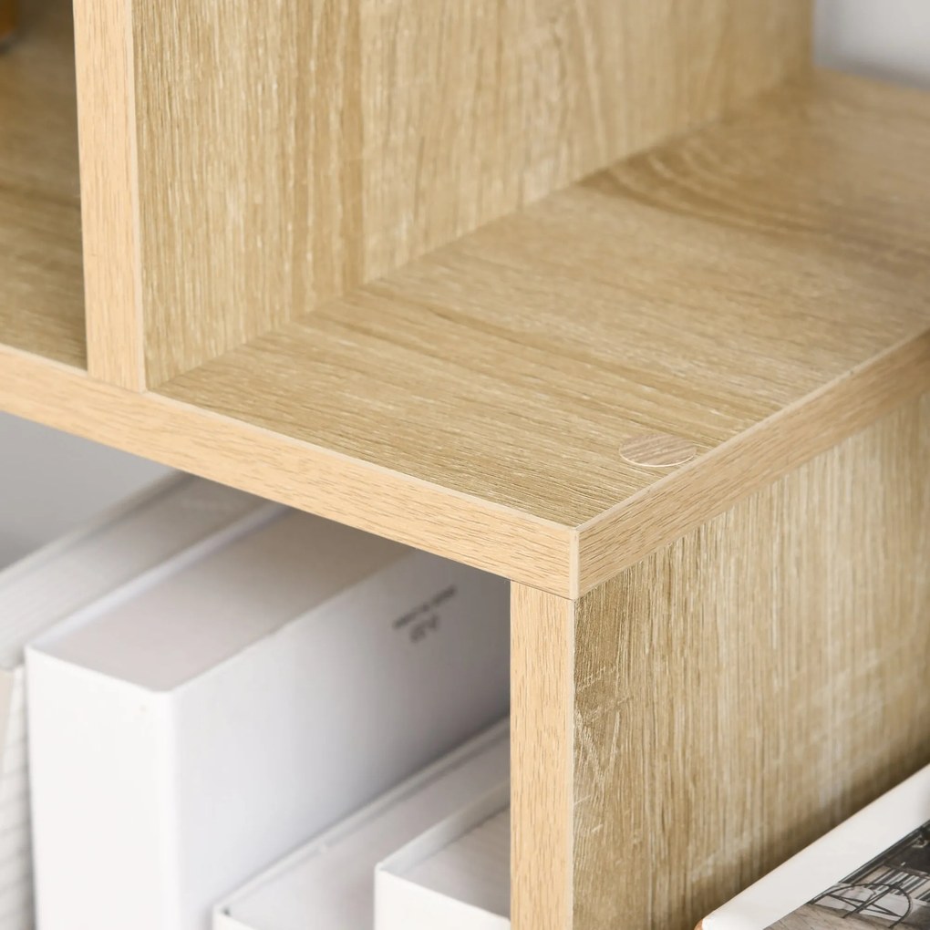 HOMCOM Moderní knihovna ve tvaru zig-zag 70D x 24Š x 178V cm Dřevotříska Přirozené dřevo