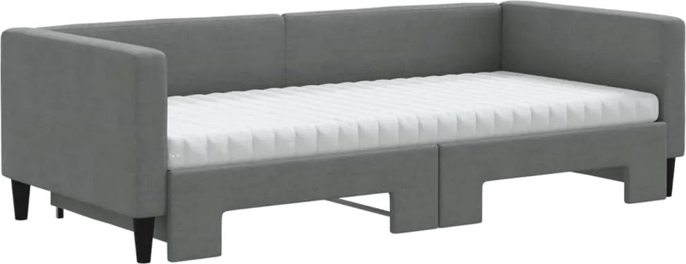 Válenda s přistýlkou a matracemi tmavě šedá 90 x 190 cm textil 3196607