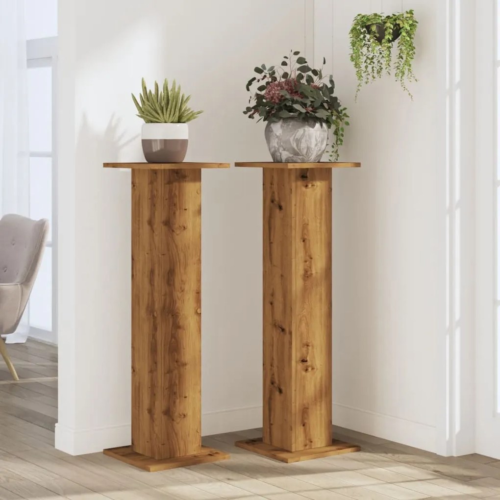 Stojany na rostliny 2 ks dub artisan 30 x 30 x 95 cm kompozit 3307881