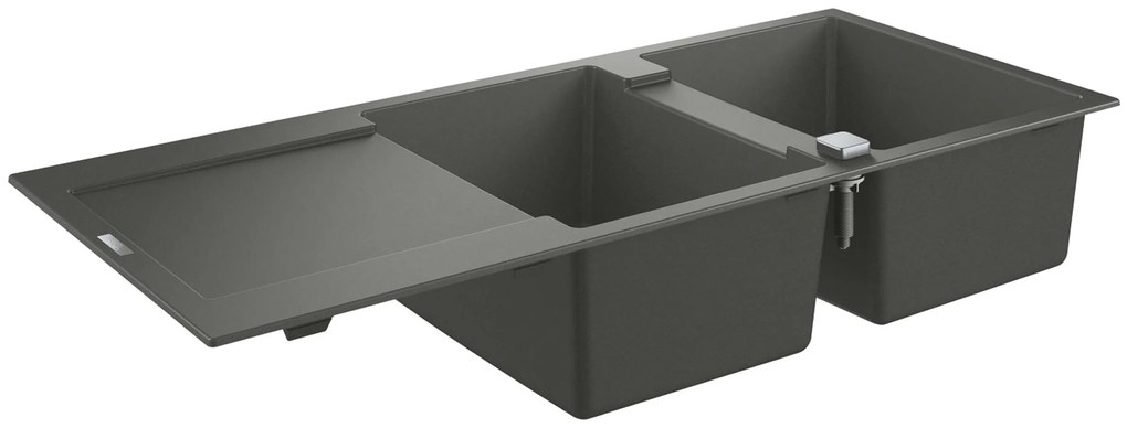 Grohe - Kompozitní dřez K500 s automatickým odtokem, 116x50 cm, granitová černá 31647AP0