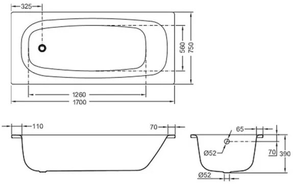 Jika Tanza Vana 170x75 cm, bez noh H2252200000001