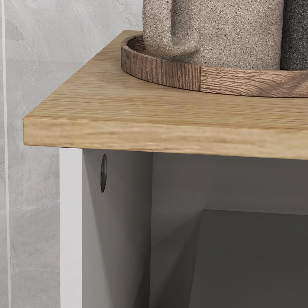 HOMCOM Mikrovlnková Skříň, Kuchyňská Skříňka, Buffet se 1 Niche a 3 Dveřmi, Systém Řízení Kabelů, pro Kuchyň, Jídelnu a Obývací Pokoj, 80 x 35 x 97 c…