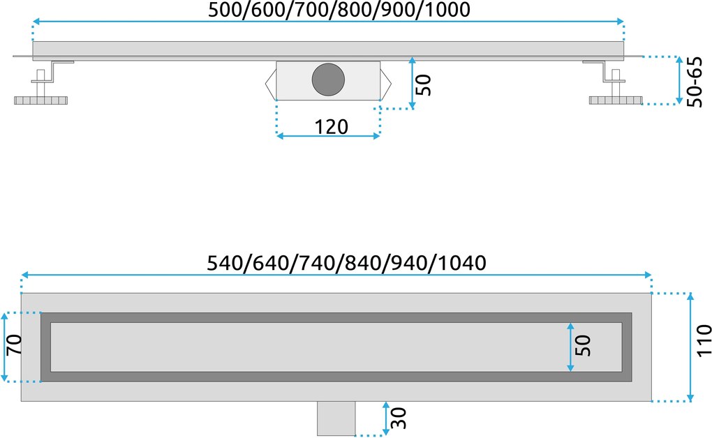 Rea Pure Neox, odtokový žlab 70cm, černá matná, REA-G6602