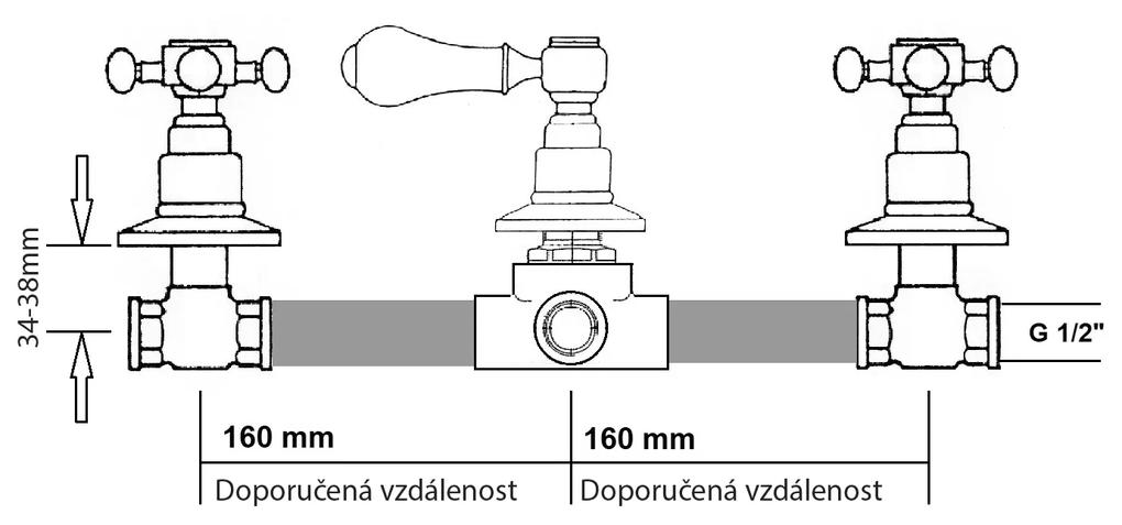Reitano Rubinetteria, ANTEA podomítková sprchová baterie, 2 výstupy, bronz, SET305-106