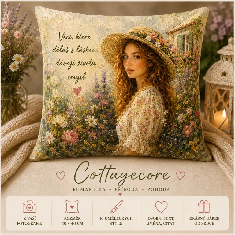 Personalizovaný polštář z fotografie – umělecký portrét 45 × 45 cm Styl portrétu:: Perokresba