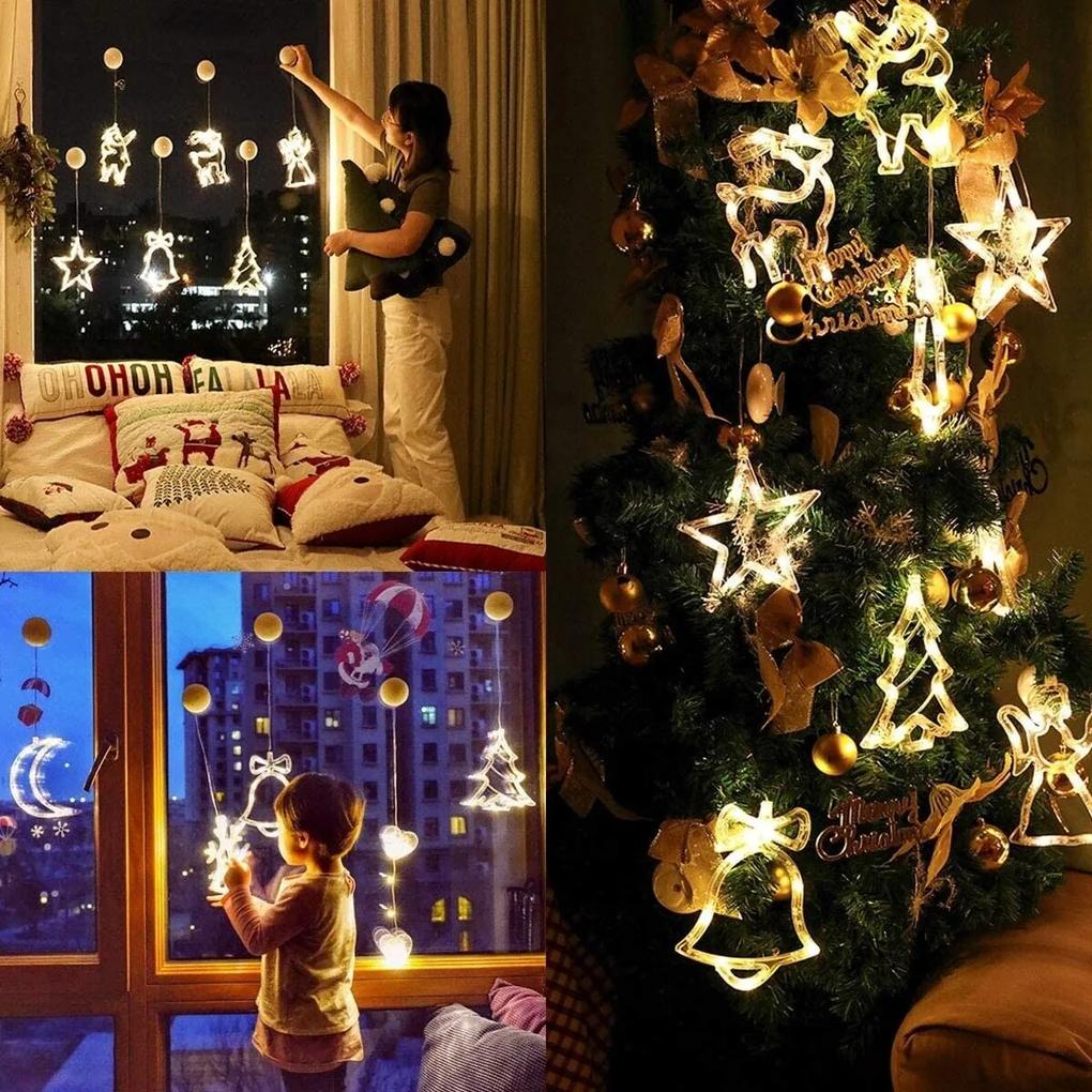 Vánoční  světelná závěsná dekorace do okna, studená bílá, různé motivy na výběr Motiv: Anděl