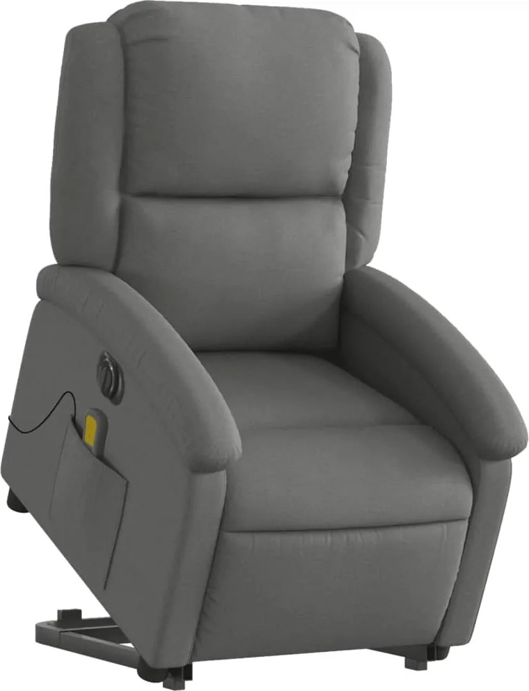 Elektrické zvedací masážní polohovací křeslo tmavě šedé textil 3204201