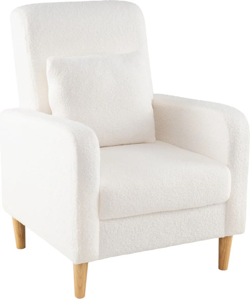 Costway Teddy armchair with lumbar cushion and wooden legs. Padded lounge chair