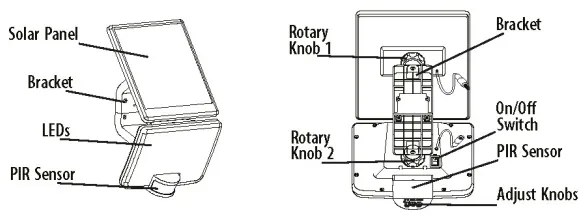 LED Solární nástěnné svítidlo se senzorem LED/12W/3,7V 4000 mAh IP54