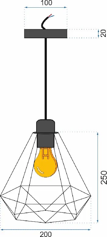 Toolight - Závěsná lampa kovová 392197, zlatá, OSW-09680