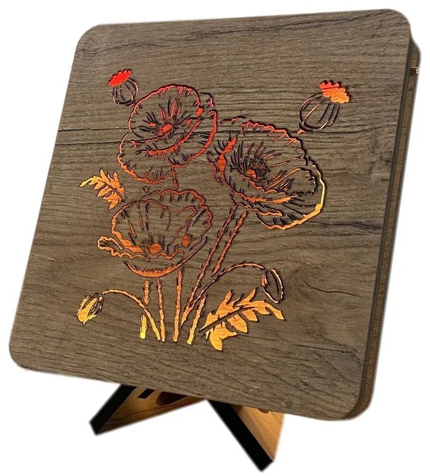 Li-Go "Vlčí máky" lampa 19x19cm provedení povrchu: dub světlý