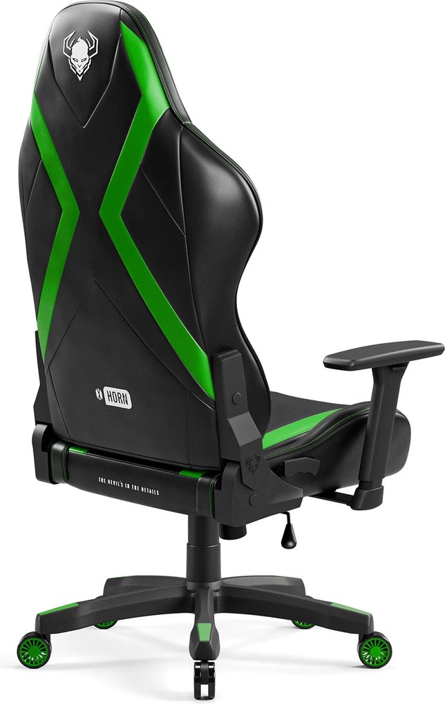 Herní židle z ekokůže Normal Size, černý-zelený: Diablo X-Horn 2.0