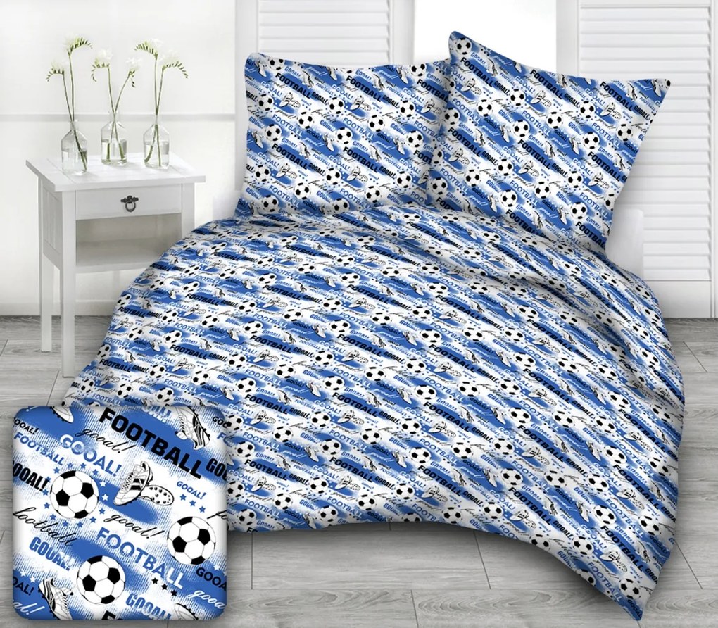 Povlečení bavlněné Football TiaHome - 1x Polštář 90x70cm, 1x Přikrývka 140x200cm
