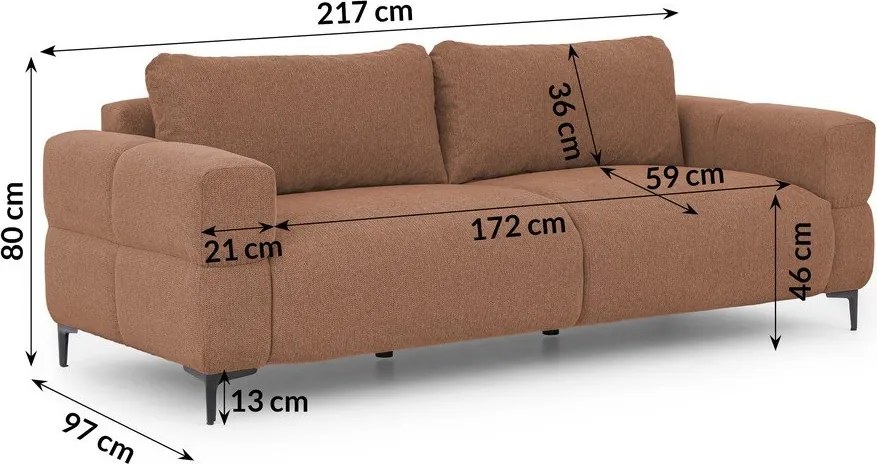 Pohovka v terakotové barvě 217 cm Helio – Ropez