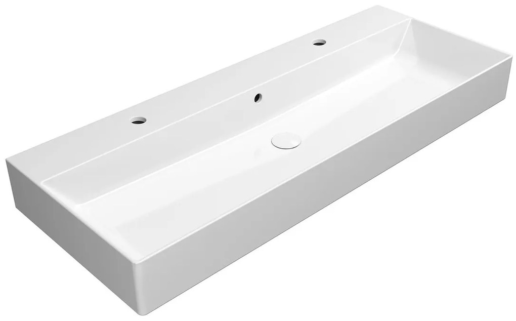 GSI Kube X keramické umyvadlo 120 x 47cm 2 OTVORY Extra Glaze bílá 9424211